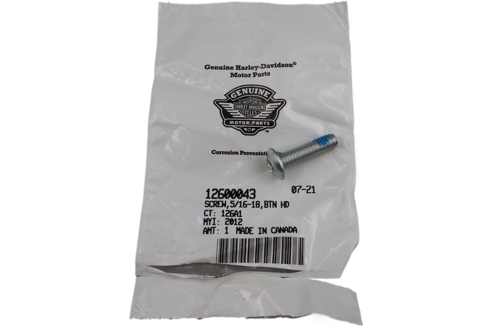 12600043 NEW OEM HARLEY-DAVIDSON SCREW 5/16-18 BUTTON HEAD 12600043 ...